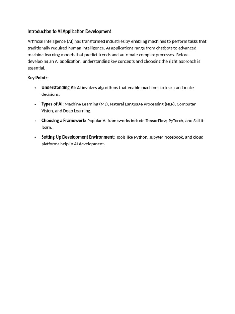 Introduction To AI Application Development - 1 | PDF