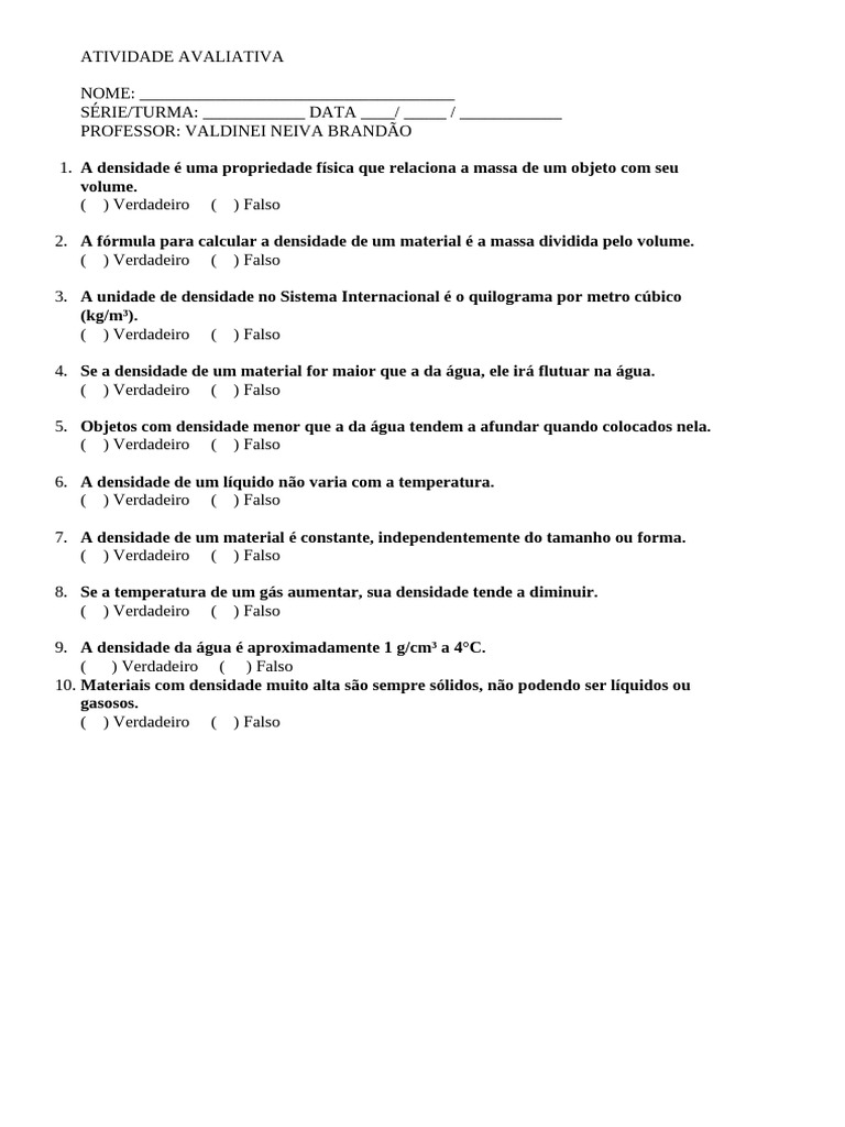 Atividade EJA Química | PDF