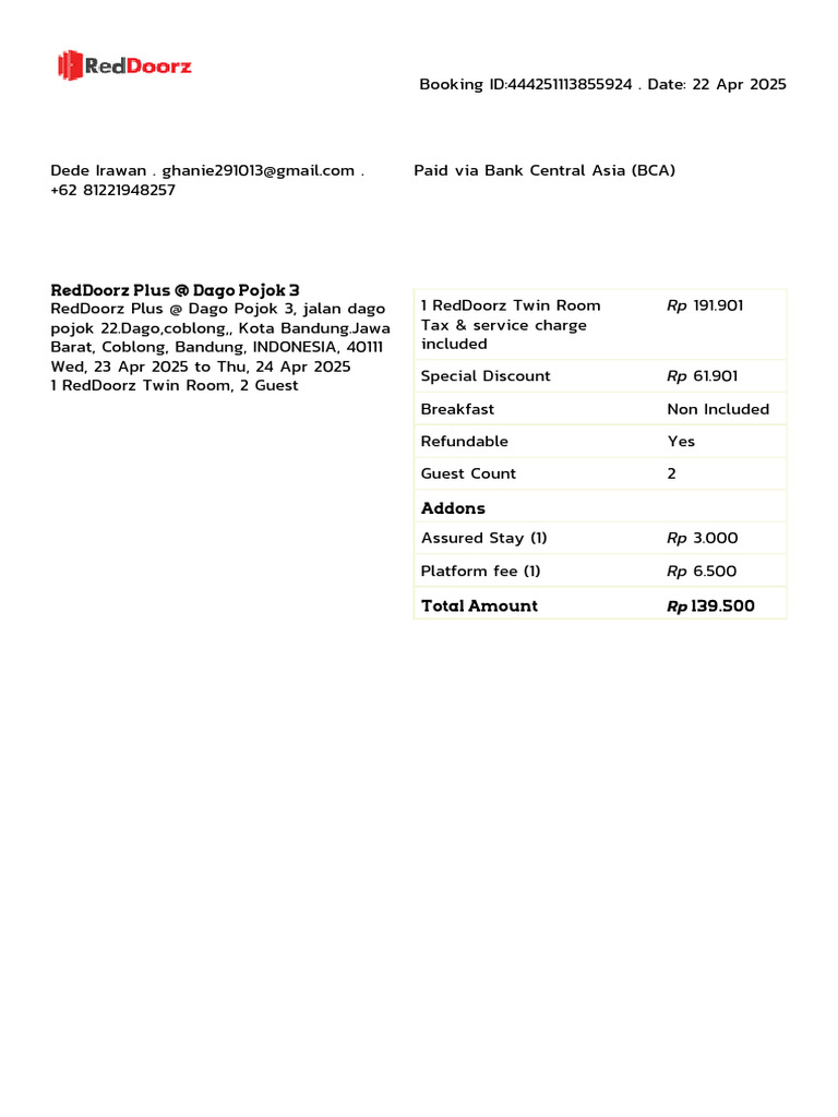 Booking Invoice | PDF