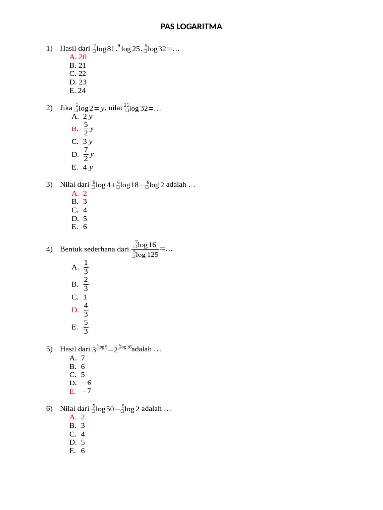 PAS Logaritma | PDF