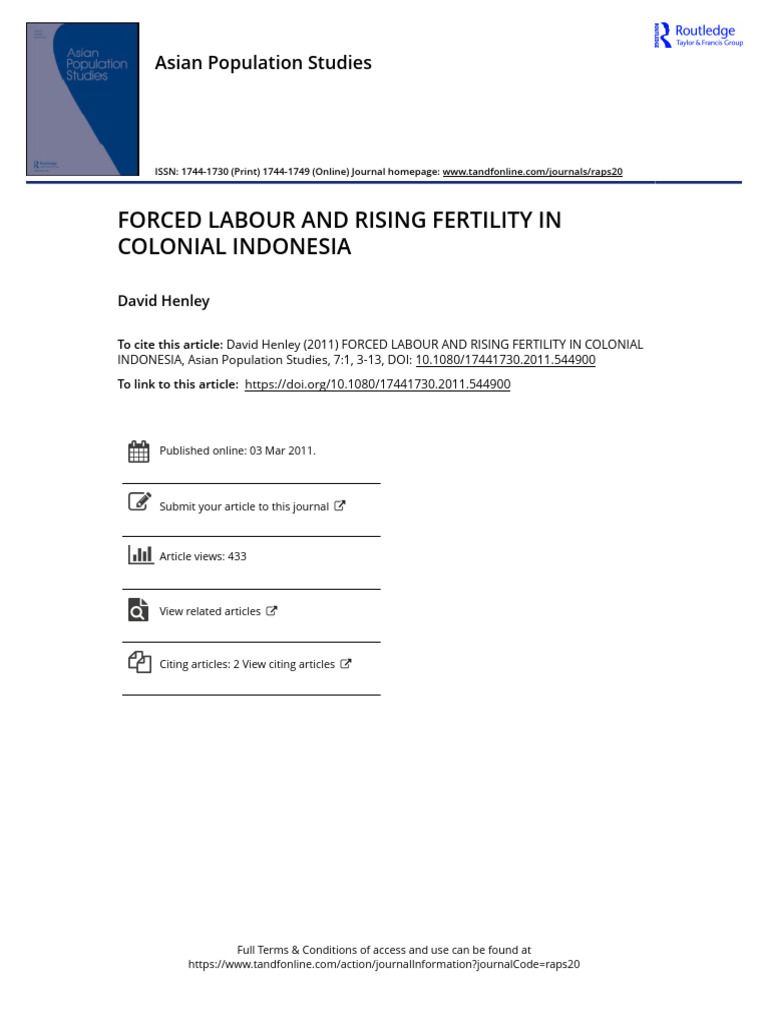 Forced Labour and Rising Fertility in Colonial Indonesia | PDF ...