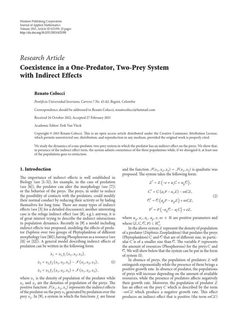 Coexistence in A One-Predator Two-Prey System With | PDF | Dynamical ...