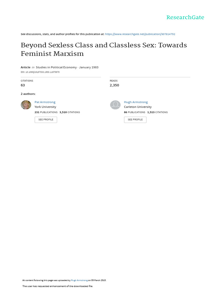 Beyond Sexless Class and Classless Sex Towards Fem | PDF | Marxism | Value (Economics)