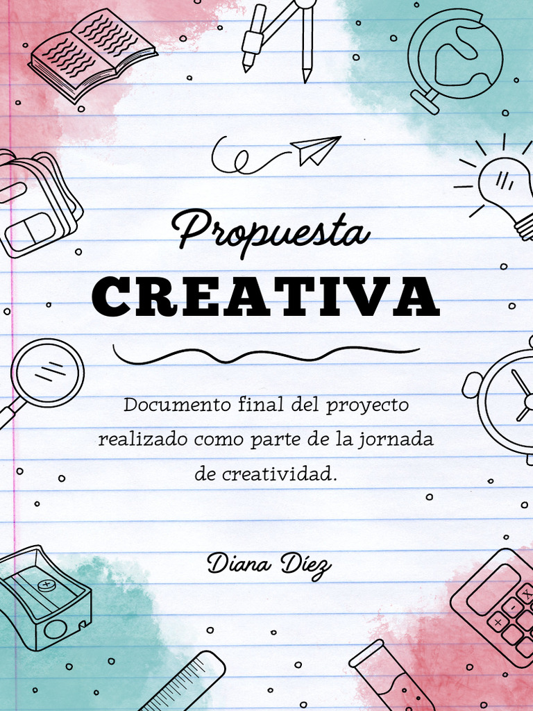 Documento A4 Portada Carátula de Propuesta Creativa Doodle Acuarela ...