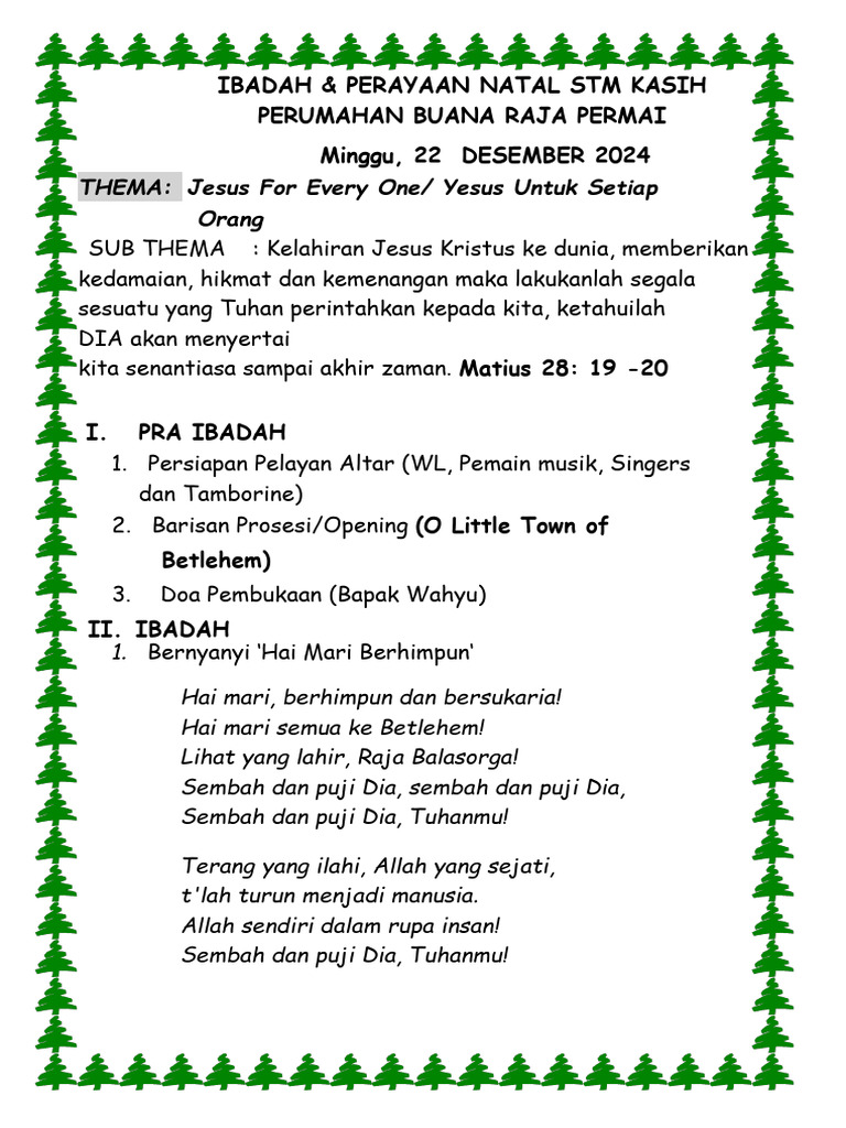 Tata Acara Natal STM Kasih Minggu 22 Desember 2024 | PDF