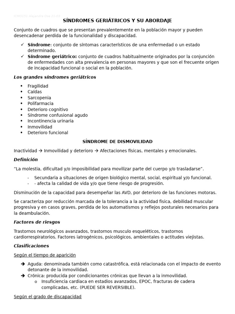 ICMO151 Síndromes geriátricos 21-03 | PDF | Demencia | Especialidades Medicas