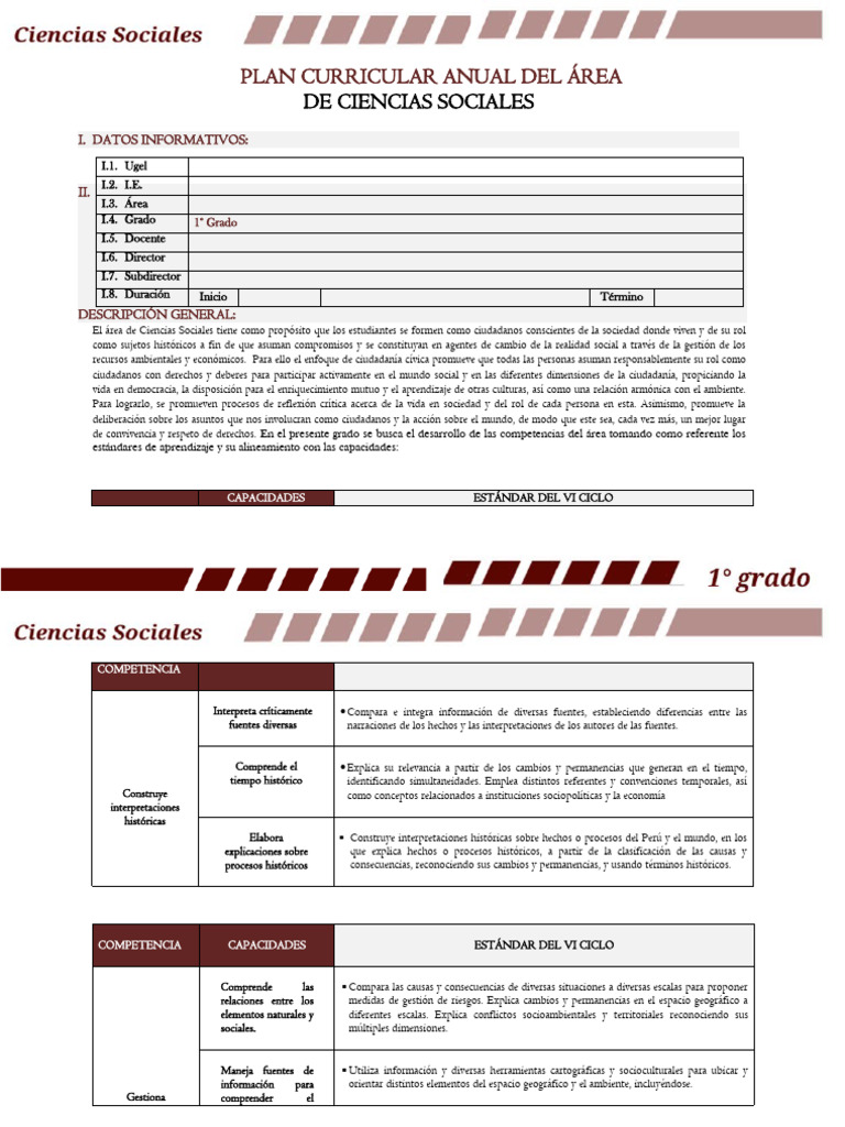 1° Plan Curricular Anual Del Área | PDF | Evaluación | Aprendizaje