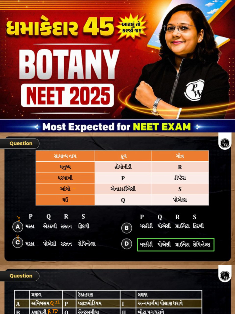 Reema Maam CN Dhamakedar 45 Botany Questions Final | PDF