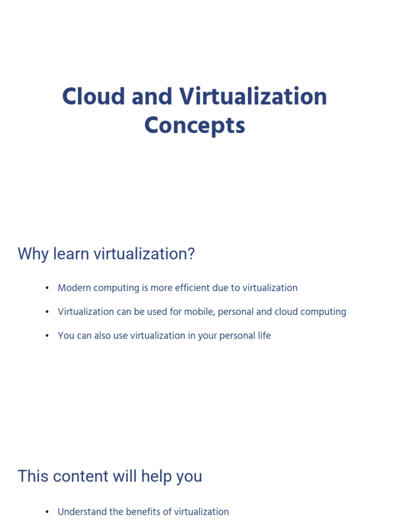 Cloud and Virtualization Concepts | PDF | Virtual Machine | Cloud Computing