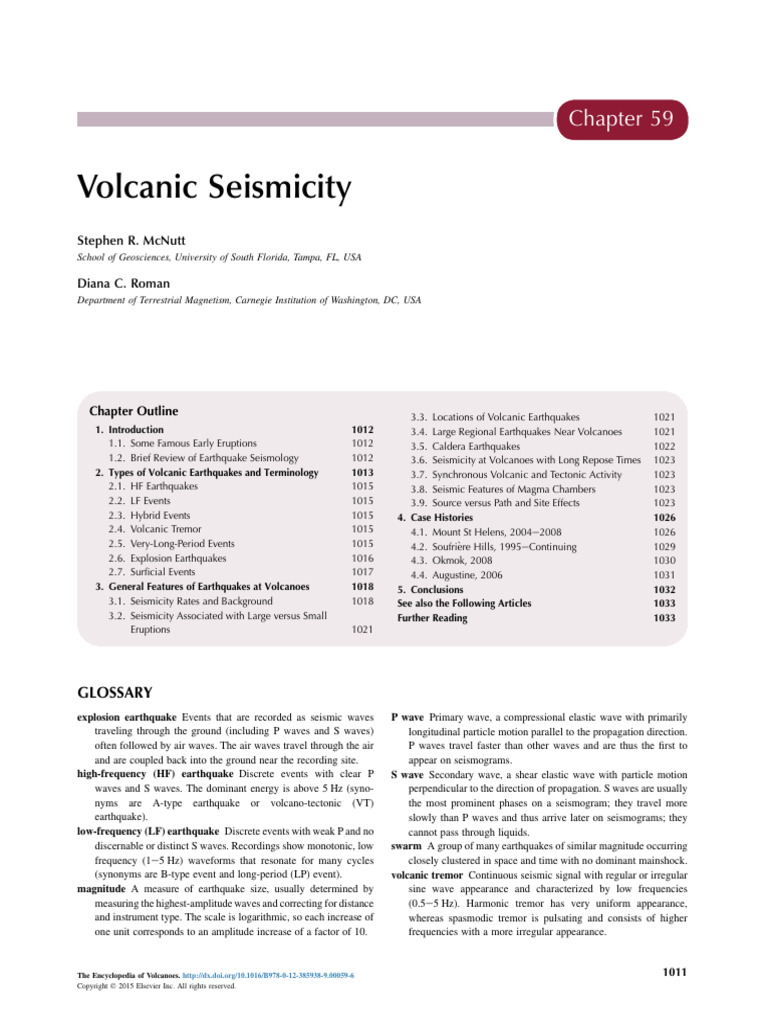 Mcnutt 2015 | PDF | Earthquakes | Seismology