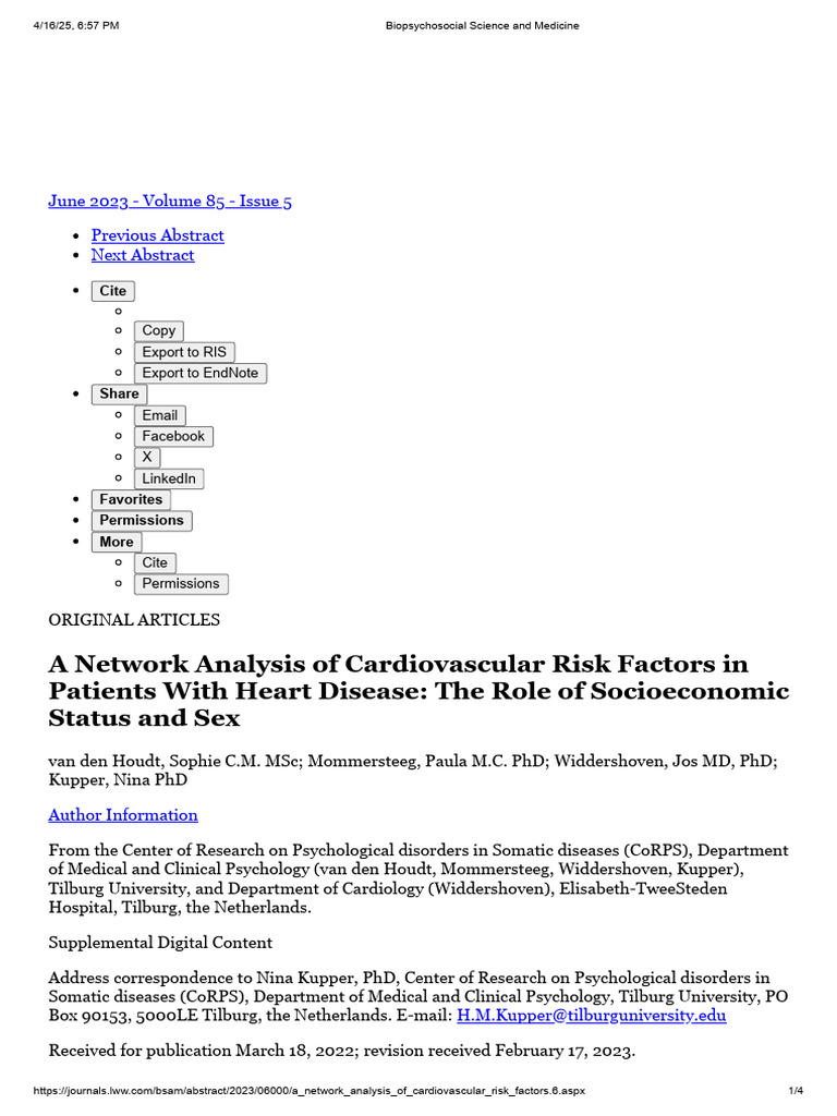 Network Analysis of Cardiovascular Risk Factors | PDF | Risk | Cardiovascular Diseases