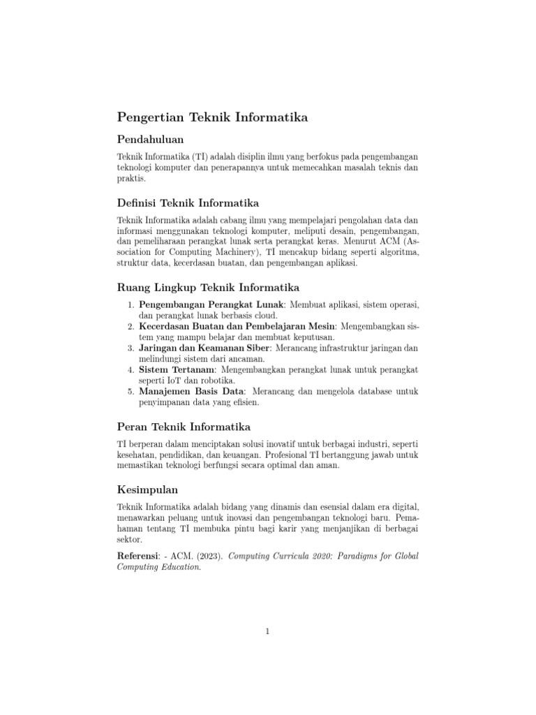 Pengertian Teknik Informatika | PDF