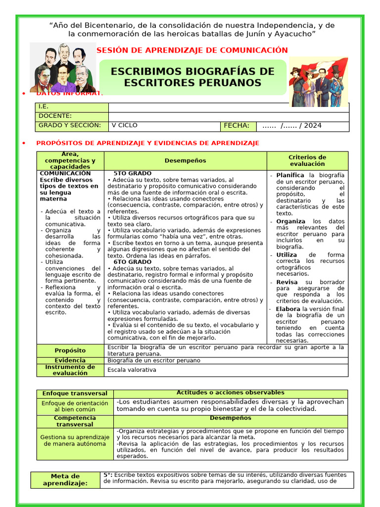 Ses-Vier-Com-Escribimos Biografías de Escritores Peruanos | PDF ...