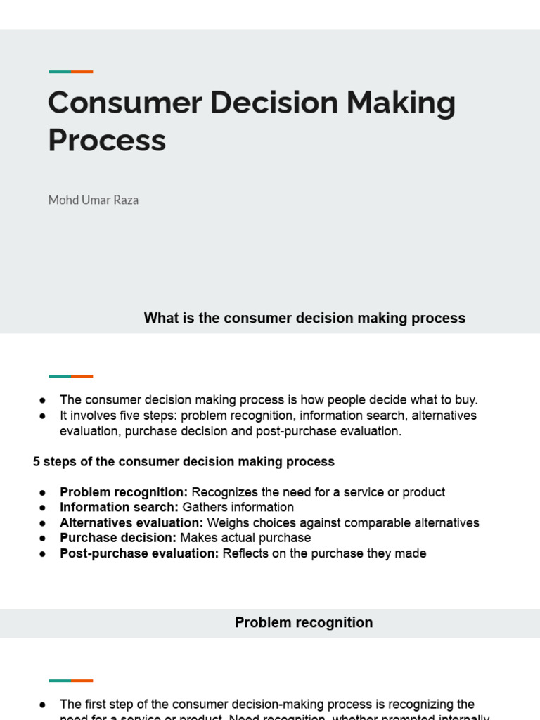 Consumer Decision Making Process | PDF | Decision Making | Business