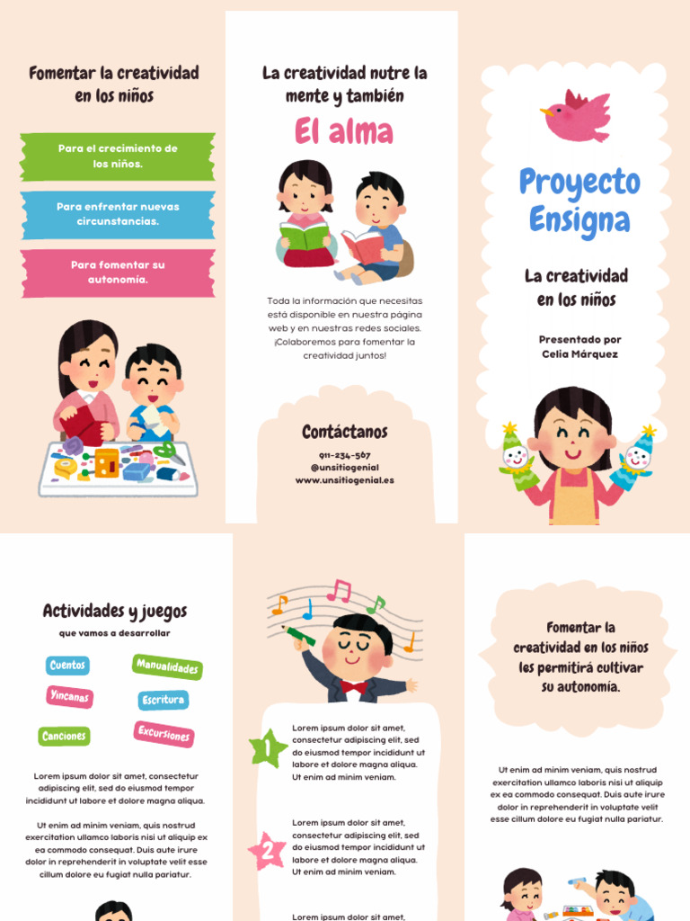 Folleto Infantil para Actividades Proyectos y Juegos Con Niños ...
