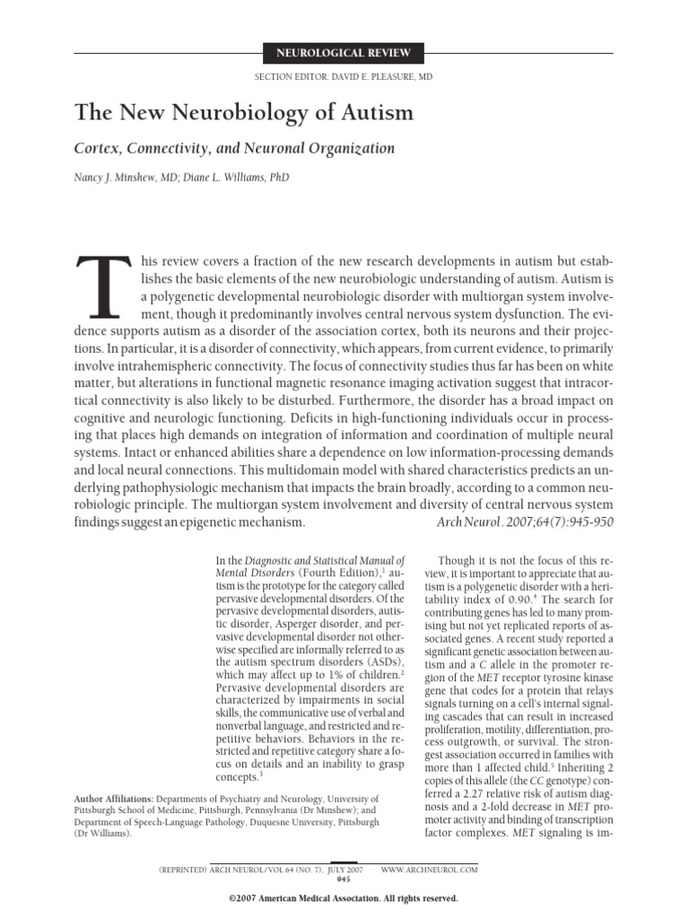 The New Neurobiology of Autism | PDF | Cerebral Cortex | Autism