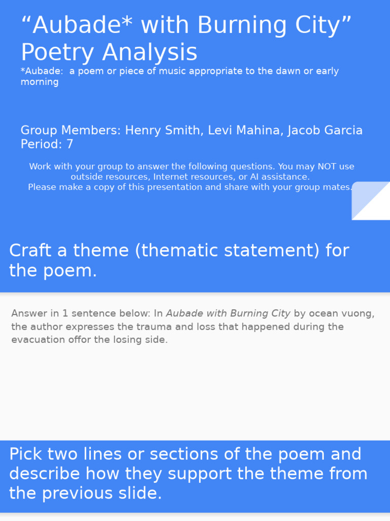 10 HN - Aubade With Burning City - Analysis | PDF | Poetry