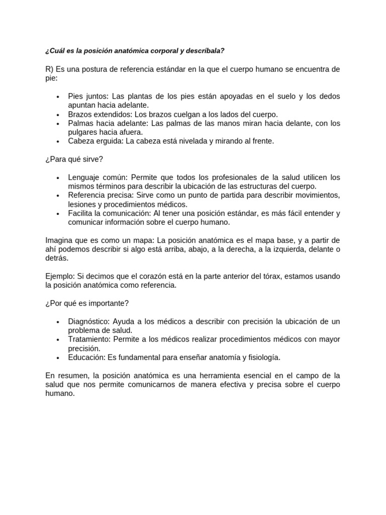 Cuál Es La Posición Anatómica Corporal | PDF | Articulación | Términos ...