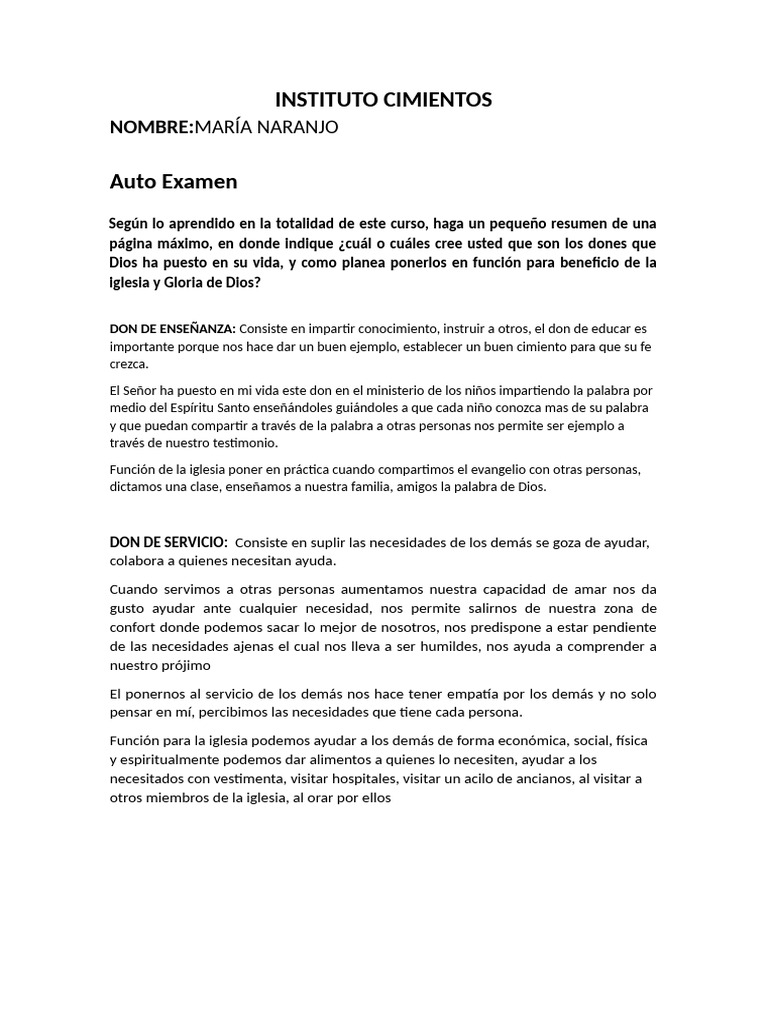 Auto Examen María Naranjo | PDF