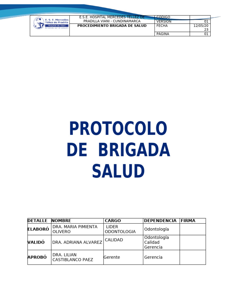 Protocolo Brigada de Salud Extramural | PDF | Hospital | Enfermería