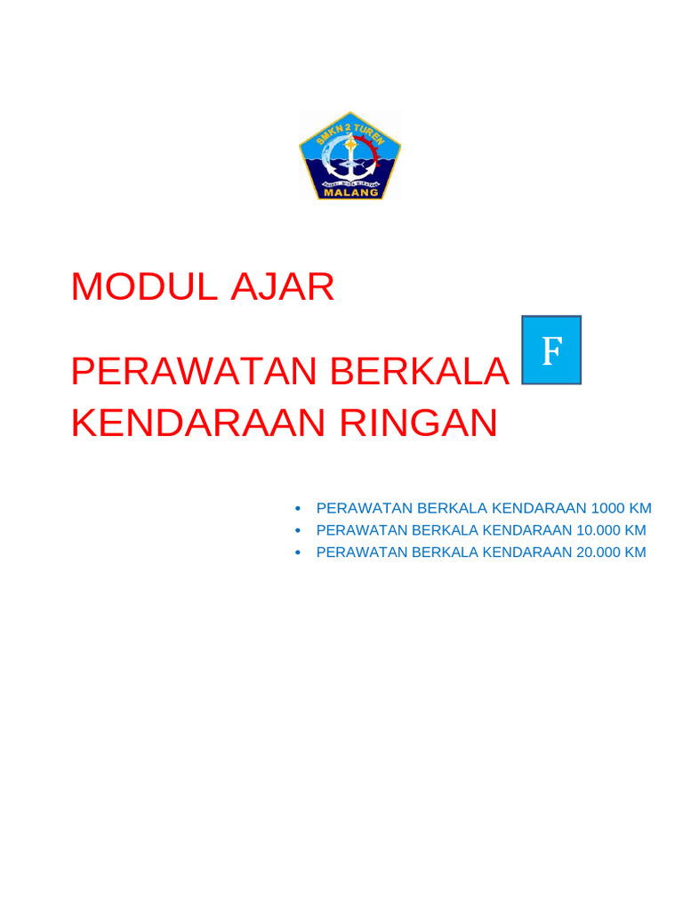 Modul Ajar - Fase F Xi TKR - Perawatan Berkala Kendaraan Ringan | PDF