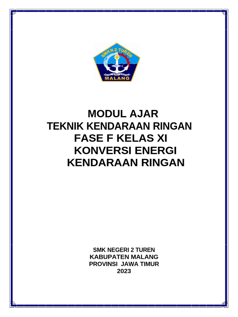 Modul Ajar 2 - Fase F Xi TKR - Elemen Konversi Energi Kendaraan Ringan | PDF