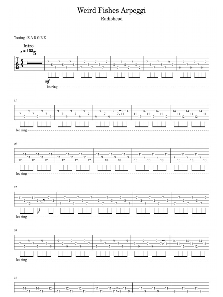 Weird Fishes Official Tabs | PDF