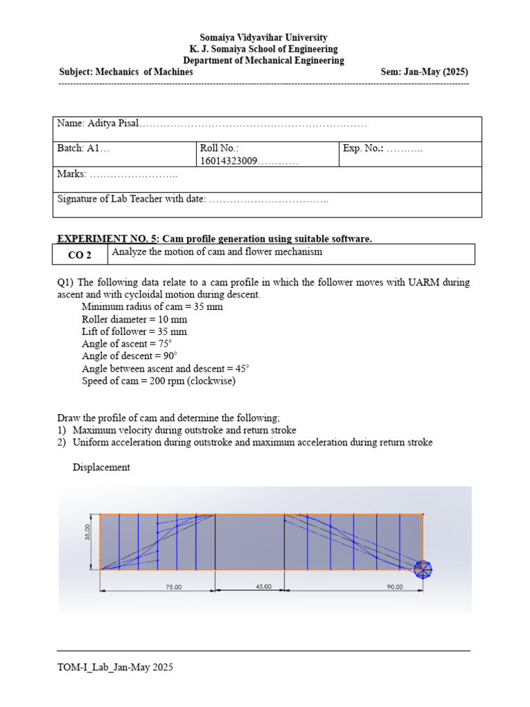 Cam Profile Generation Using Software | PDF | Acceleration | Velocity