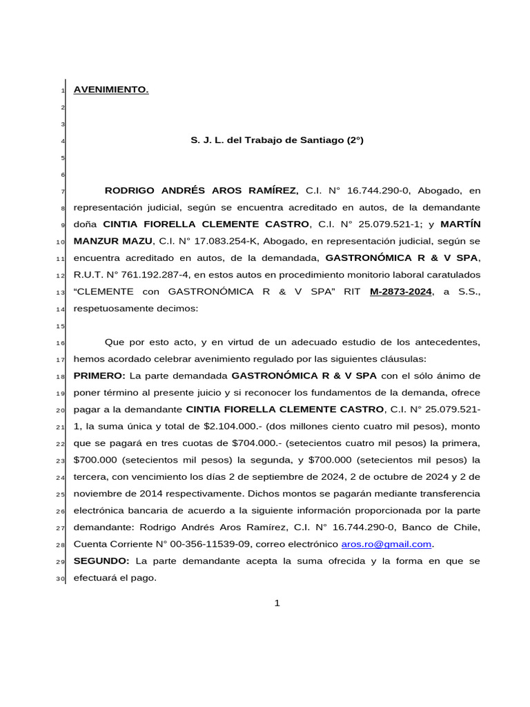 Modelo Avenimiento Laboral | PDF