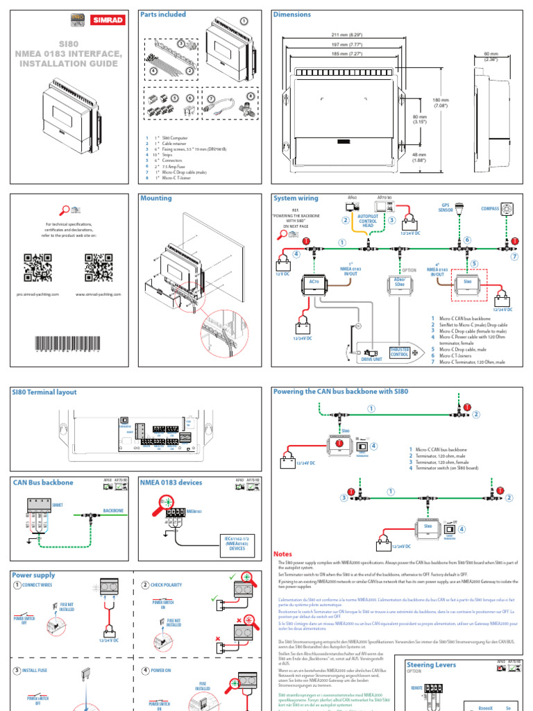 SI80 Nmea 0183 Interface, Installation Guide: Parts Included Dimensions | PDF | Electric Power ...