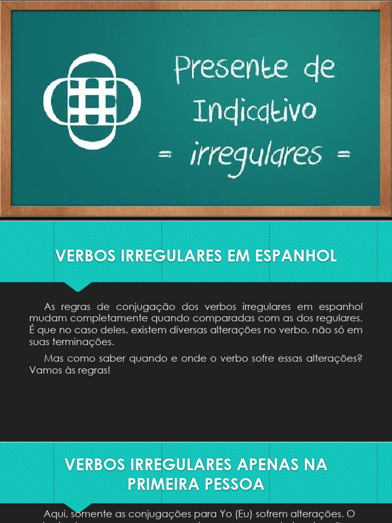 Verbos Irregulares Presente de Indicativo | PDF | Espanhol (idioma ...