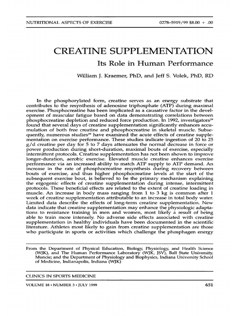 creatine study 2, Kraemer et al | PDF | Strength Training | Adenosine ...