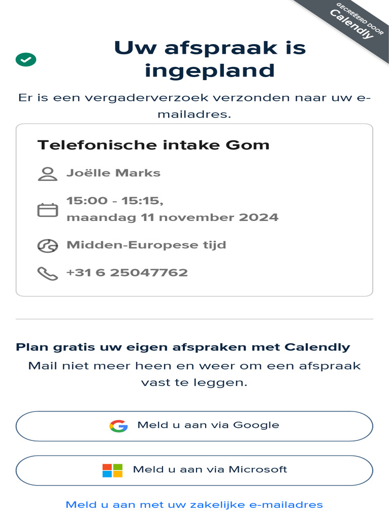 Bevestigd - Calendly | PDF