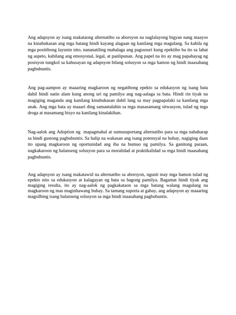 Fil Posisyon Paper | PDF