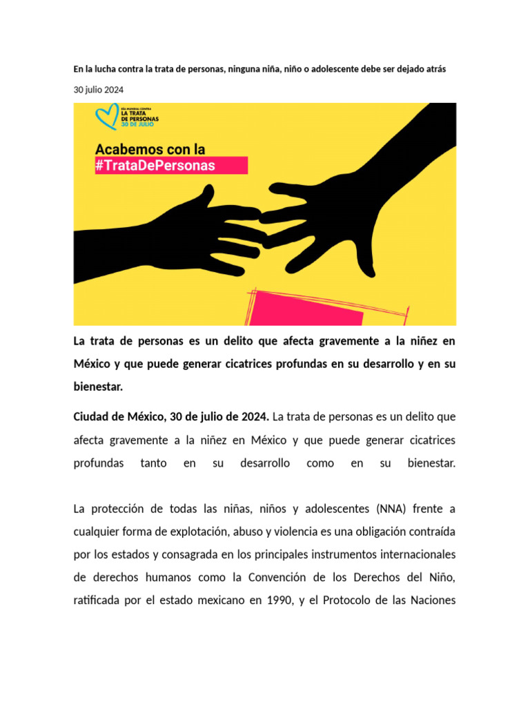 Protección de NNA contra trata en México | PDF | Trata de personas