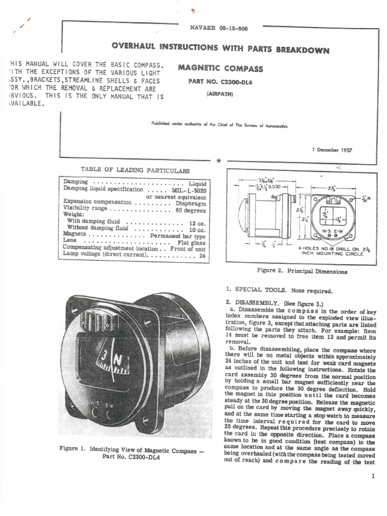 Airpath Magnetic Compass Overhaul Manual | PDF
