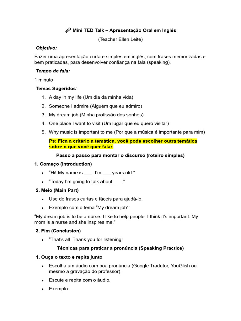 ? Mini TED Talk | PDF