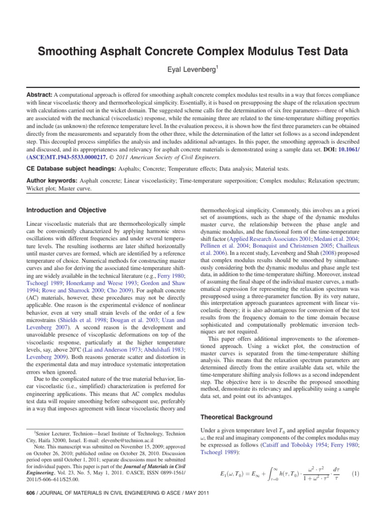 Smoothing Asphalt Concrete Complex Modulus Test Data | PDF ...