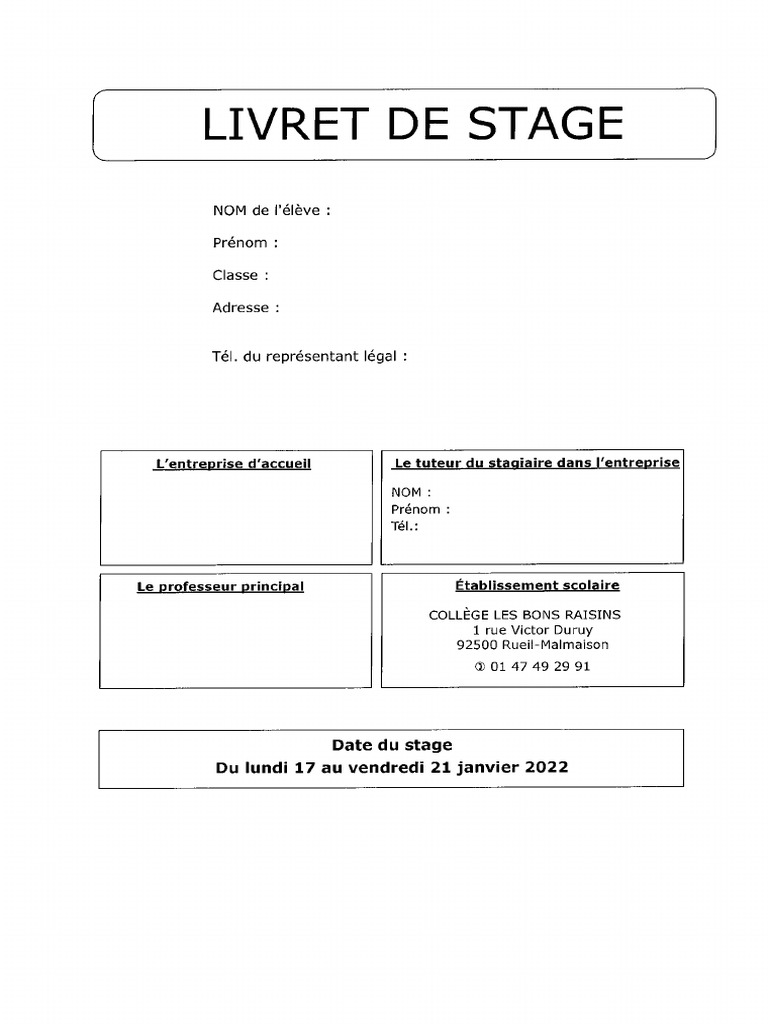 LIVRET DE STAGE 2024-2025 | PDF