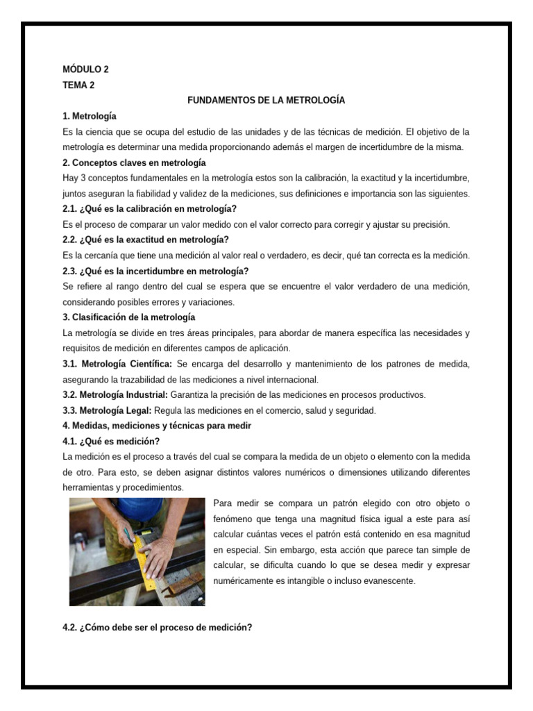 Módulo 2 - Tema 2 | PDF | Metrología | Medición