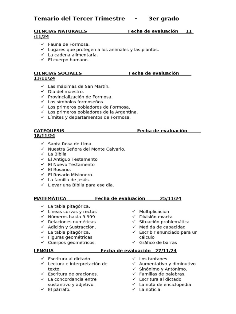 Temario 3er Trim | PDF