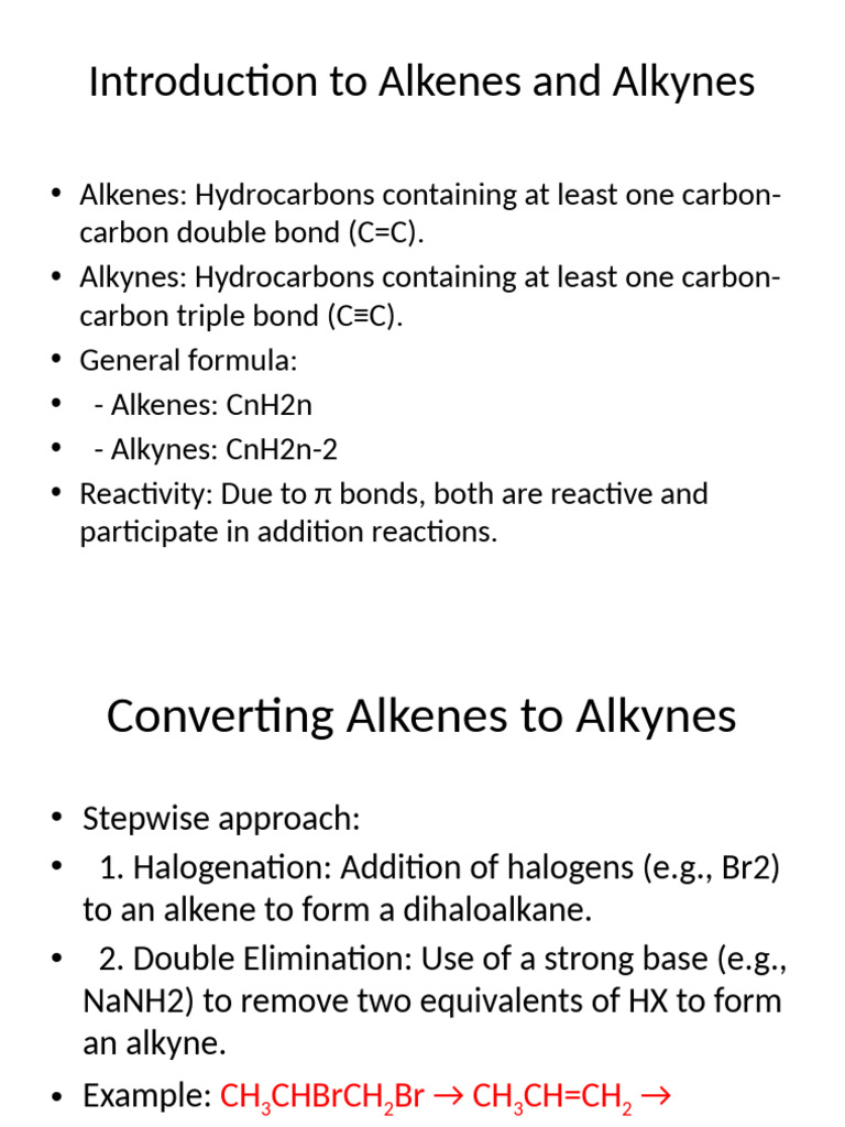 Alkenes_to_Alkynes_Lecture notes_2025 | PDF | Alkene | Hydrogenation