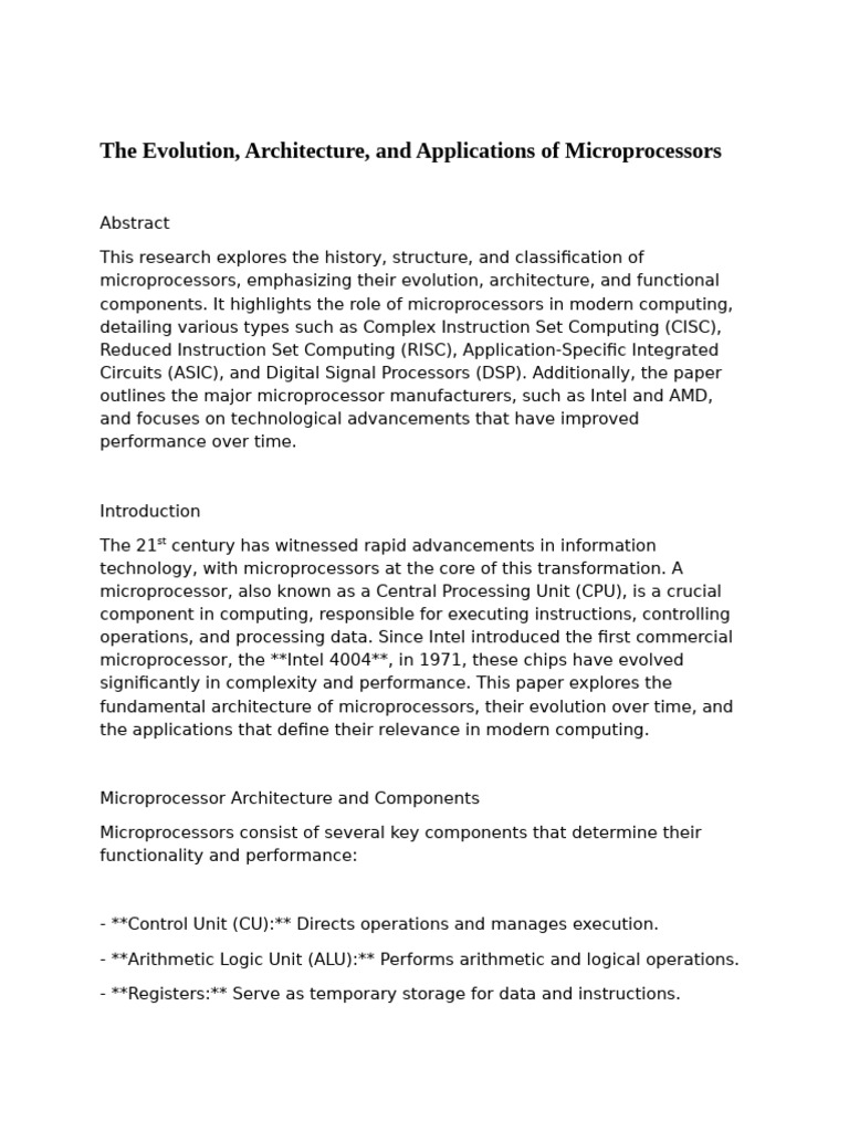 Microprocessors and it's usage | PDF | Microprocessor | Central Processing Unit