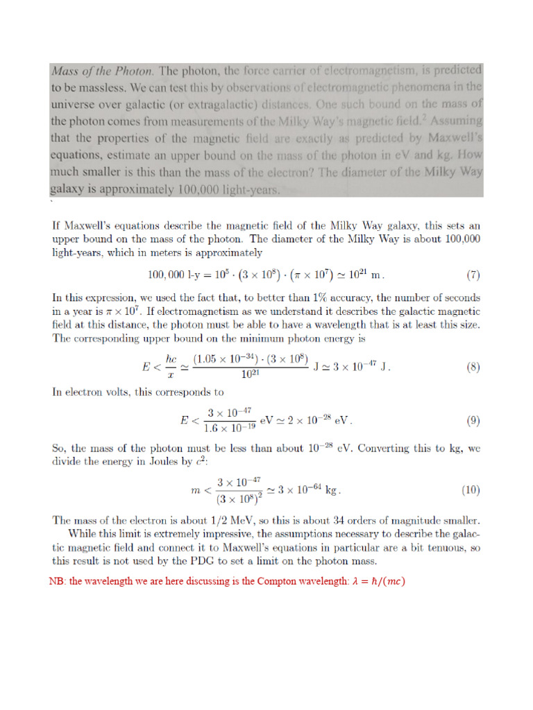 NB: The Wavelength We Are Here Discussing Is The Compton Wavelength | PDF
