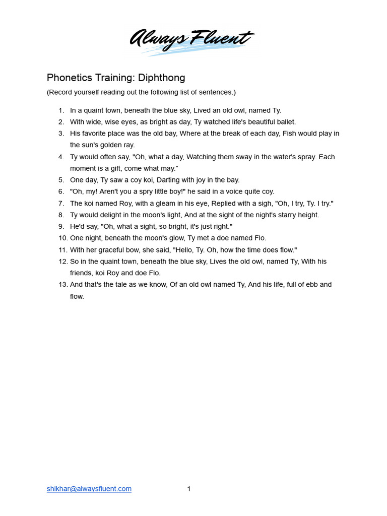 Diphthong Rhyme (American English) | PDF