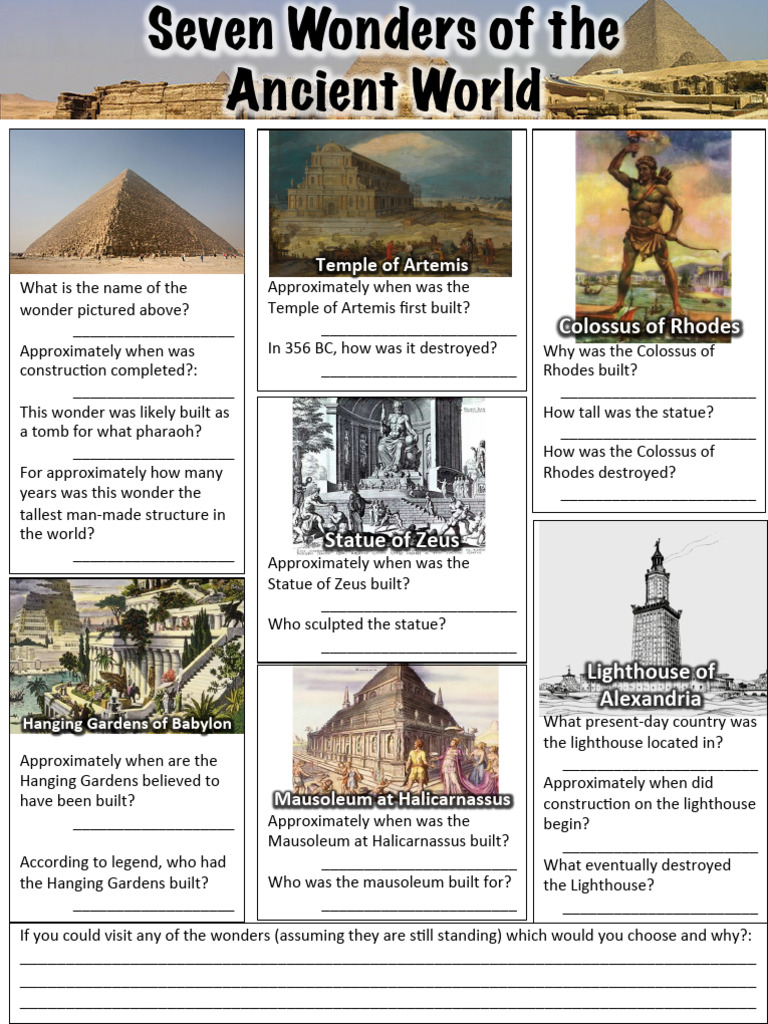 Seven Wonders of the World Worksheet | PDF