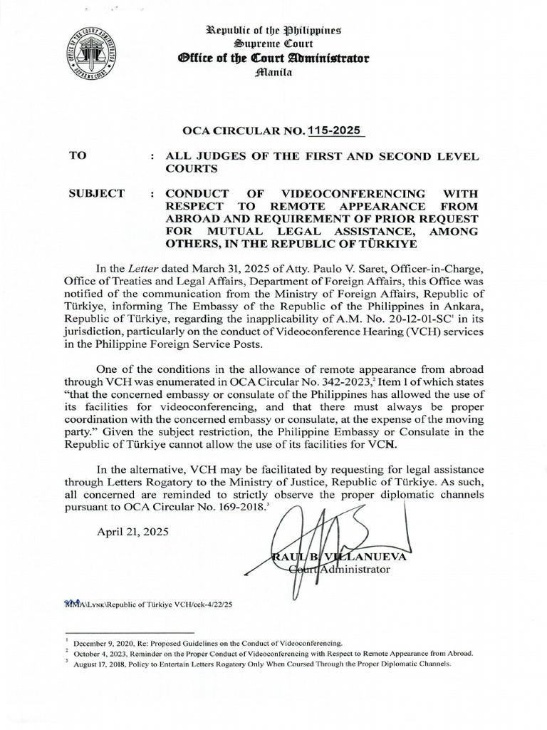OCA Circular No. 115-2025 | PDF | Diplomatic Mission | Justice