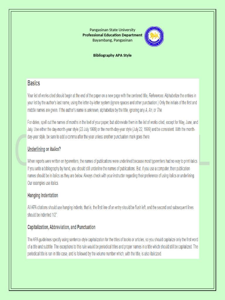 Bibliography APA Style | PDF