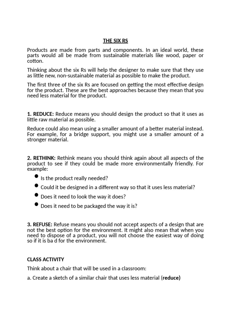 Understanding the Six Rs of Sustainability | PDF