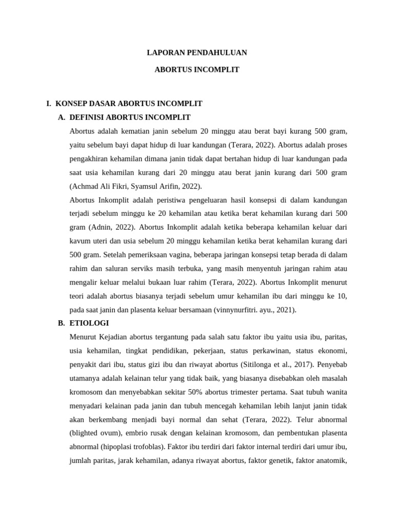 Abortus Inkomplit: Konsep dan Penanganan | PDF